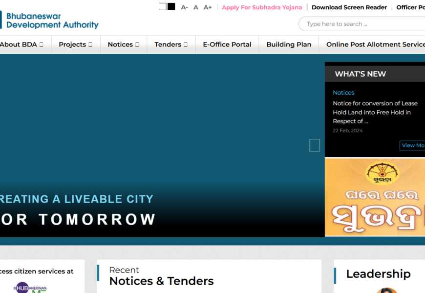 Bhubaneswar Development Authority (BDA) - Government Websites